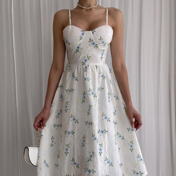 Dresses | Strapless Floral Pattern Midi Dress | Poshmark